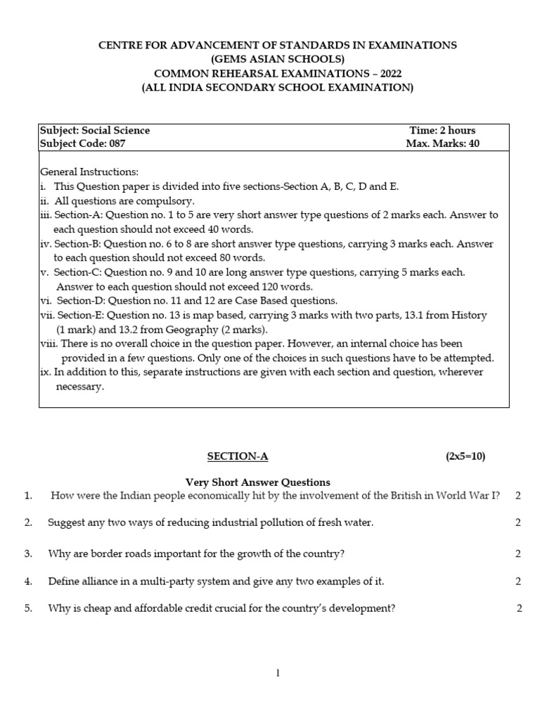 Case Social Science Question Paper | PDF | Mahatma Gandhi | Landlord