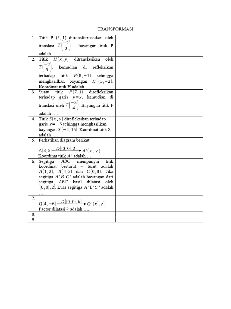 Soal Transformasi | PDF