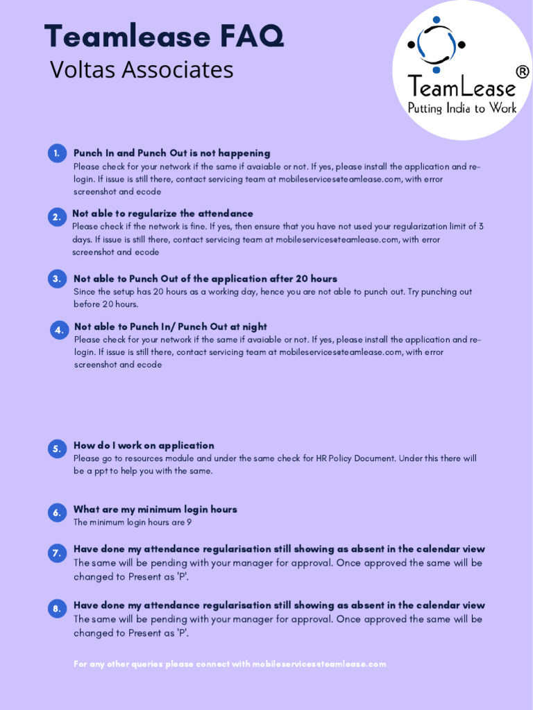 Teamlease App Login and Attendance FAQs | PDF | Career & Growth