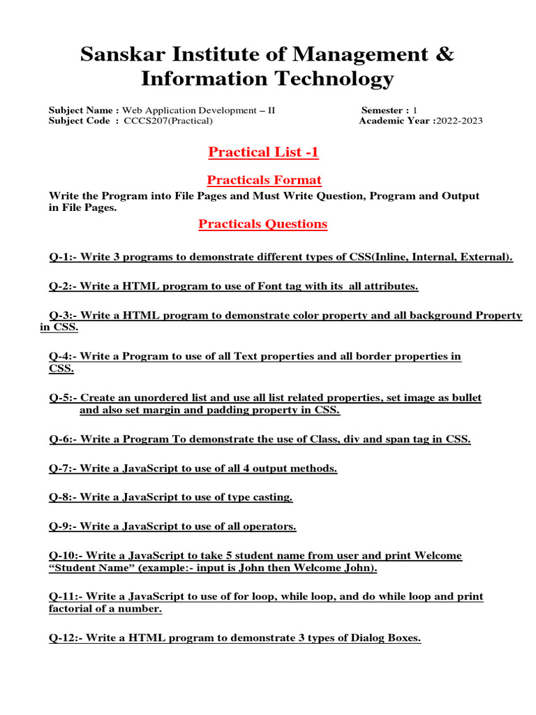 Practical List-1 WAD-2 | PDF