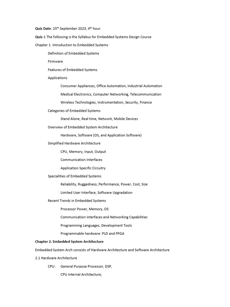 Embedded Systems Design Syllabus | PDF | Analog To Digital Converter ...