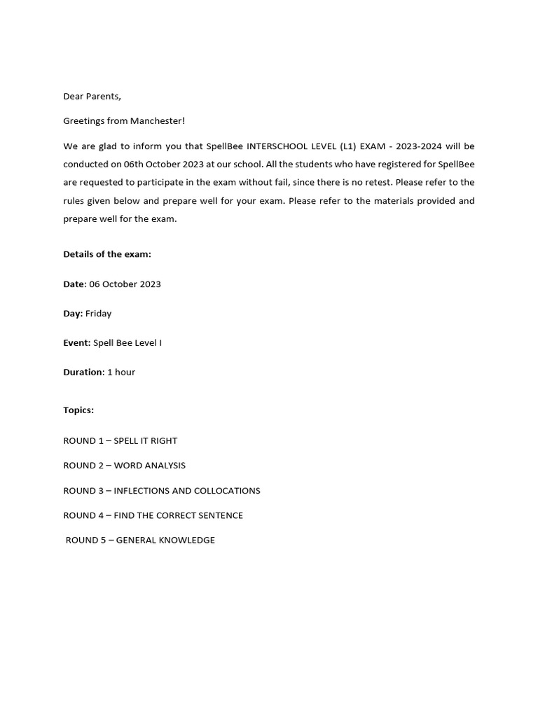 SpellBee - Level I | PDF