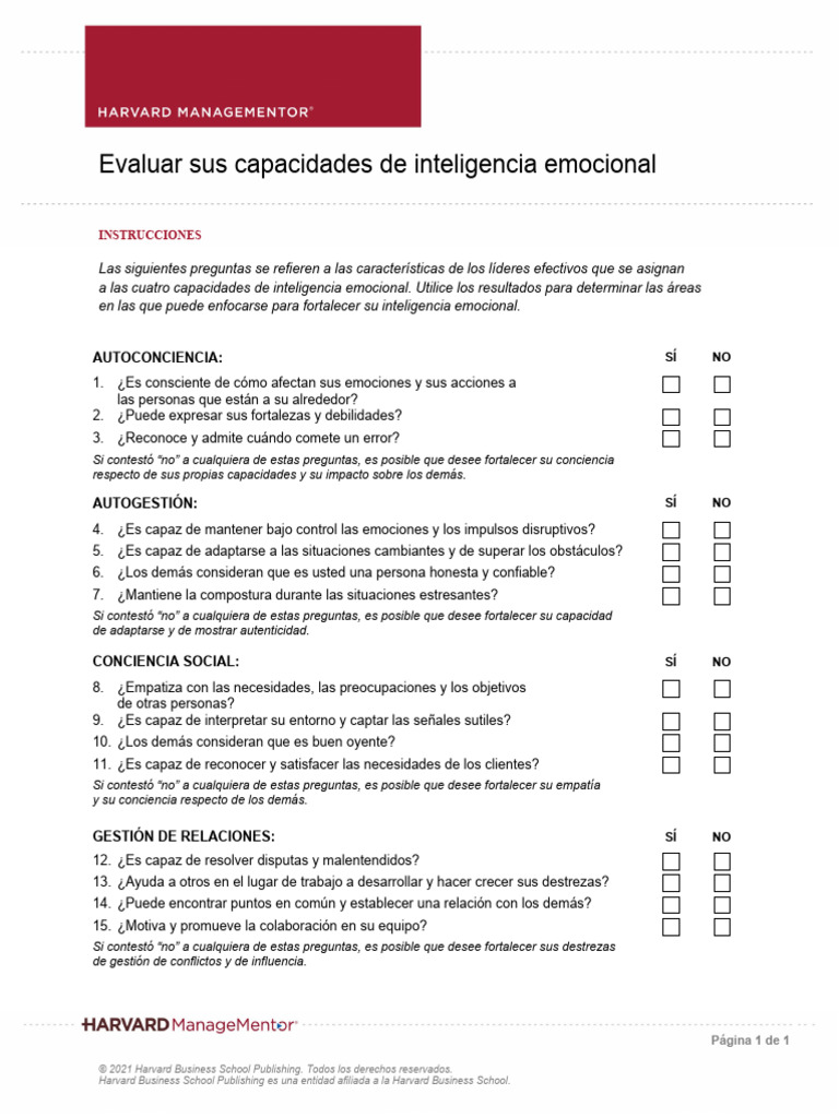 Evaluate Your Emotional Intelligence Worksheet | PDF | Las emociones ...