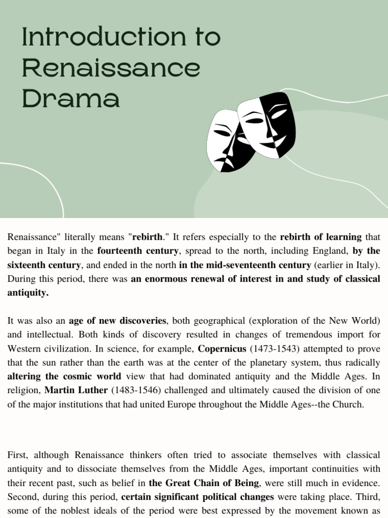 Reneissance Drama | PDF | Social Science