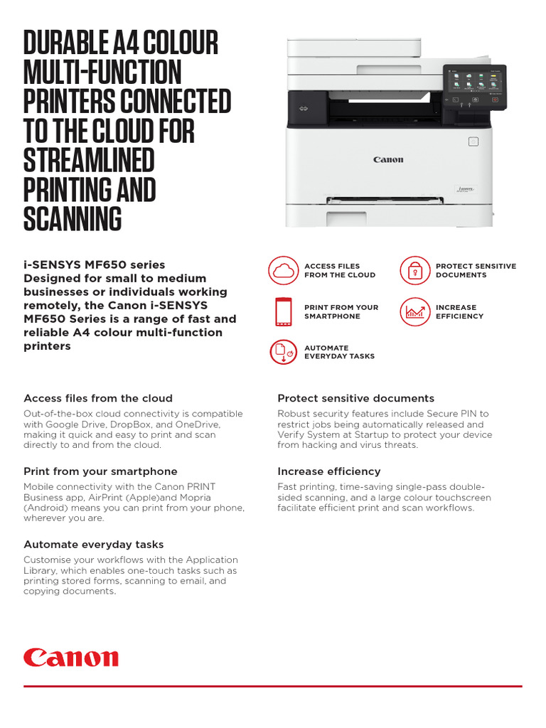 Canon I Sensys mf650 | PDF | Fax | Image Scanner