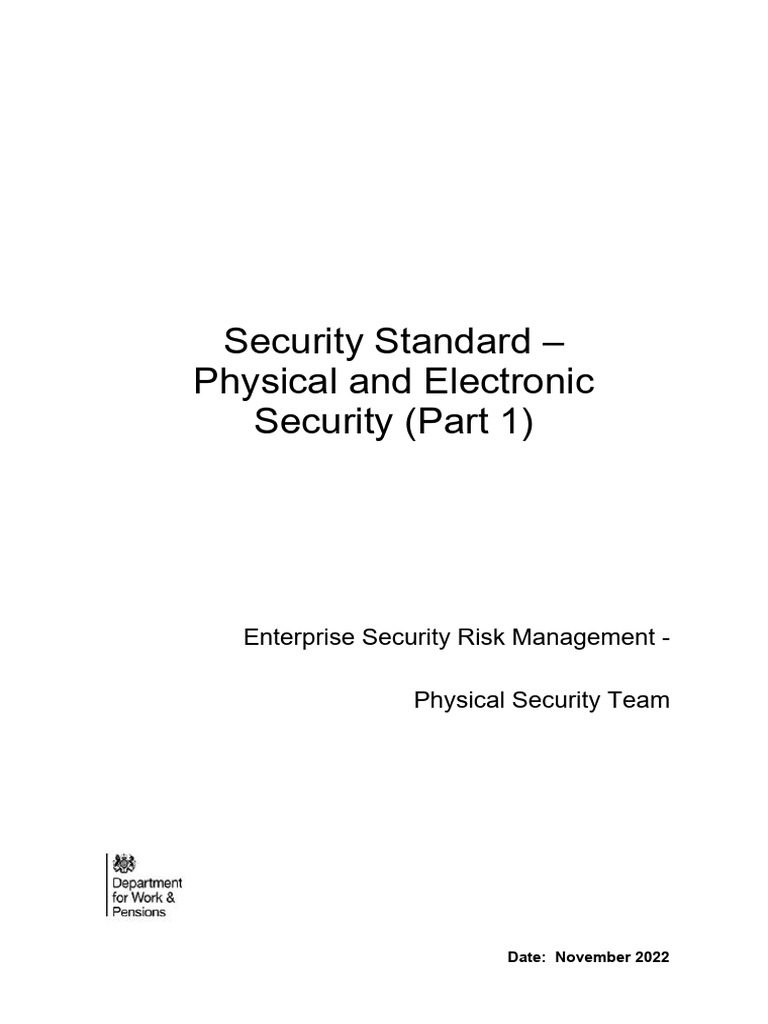 DWP Security Standard Physical and Electronic Security Part 1 v1.1 | PDF | Closed Circuit ...