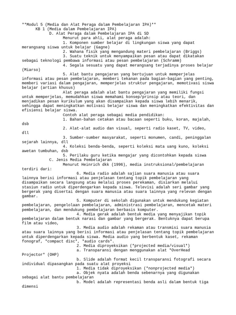 Modul 5 (Media Dan Alat Peraga Dalam Pembelajaran IPA) | PDF | Seni