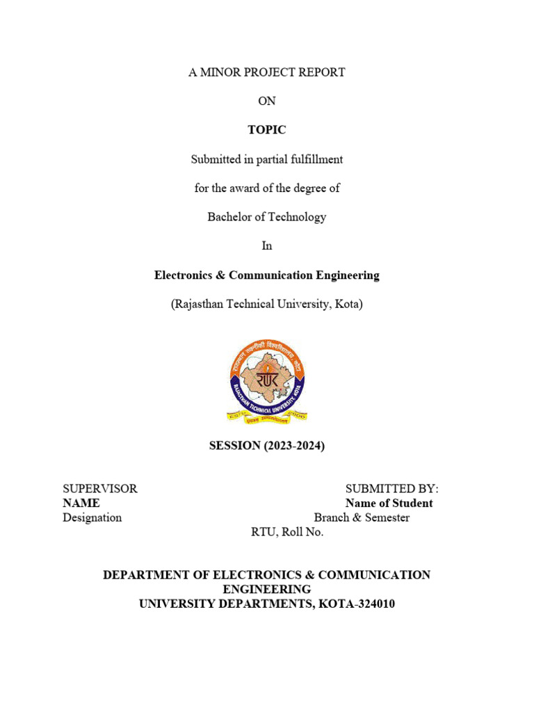 Minor Project Report Format 2023-24 | PDF