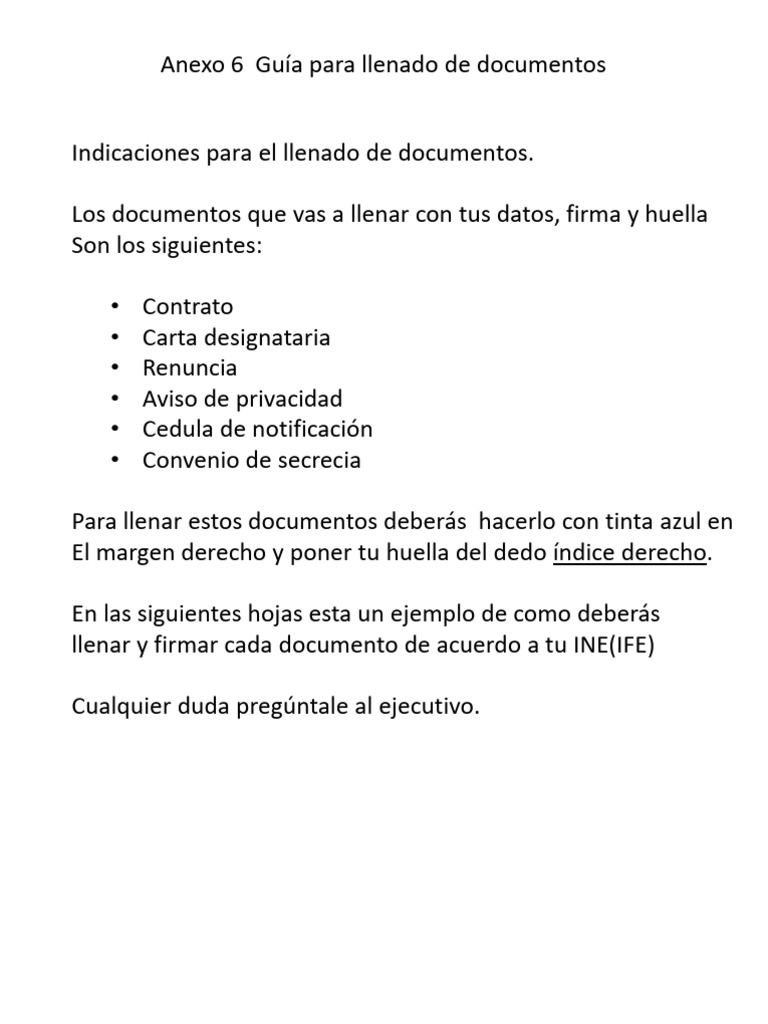 Guia Llenado Documentos | PDF