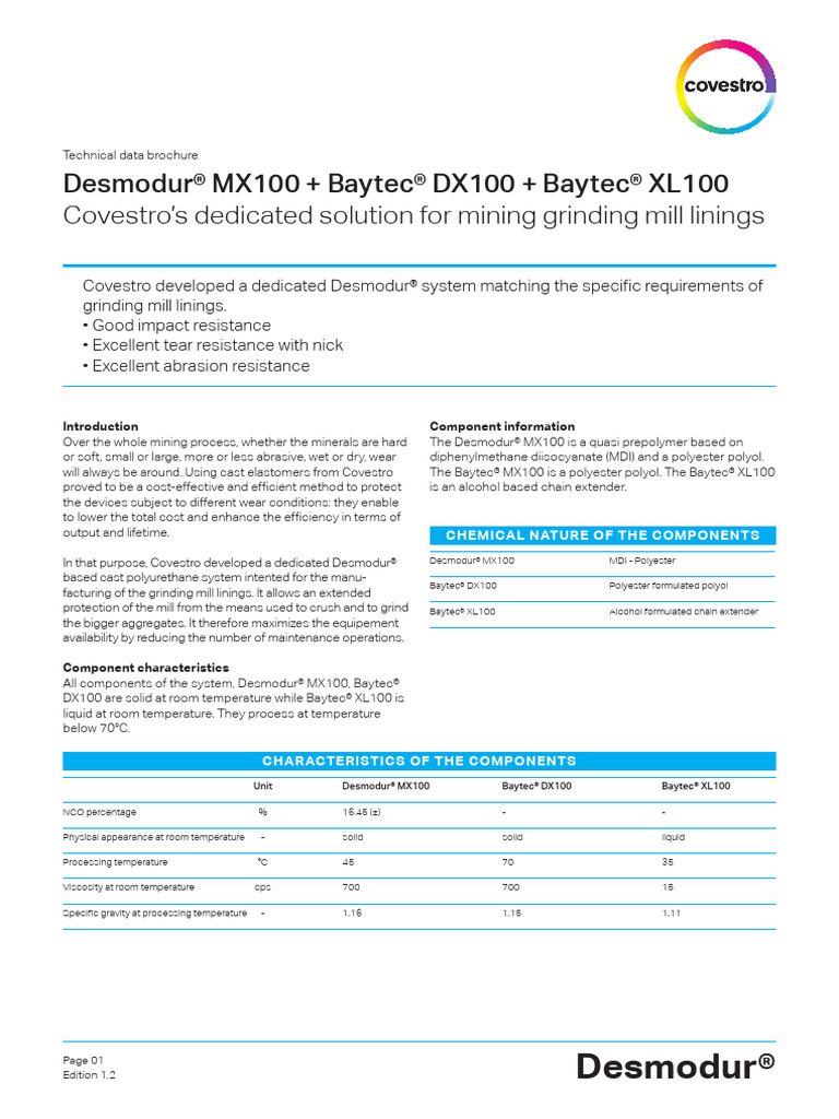 Elastomers Desmodur MX100 Data Brochure 06-2020 | PDF | Strength Of ...