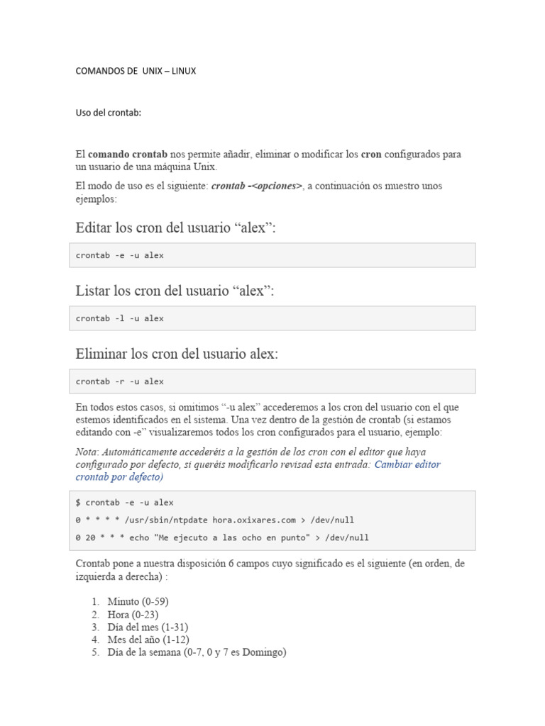 Comandos de Unix | PDF
