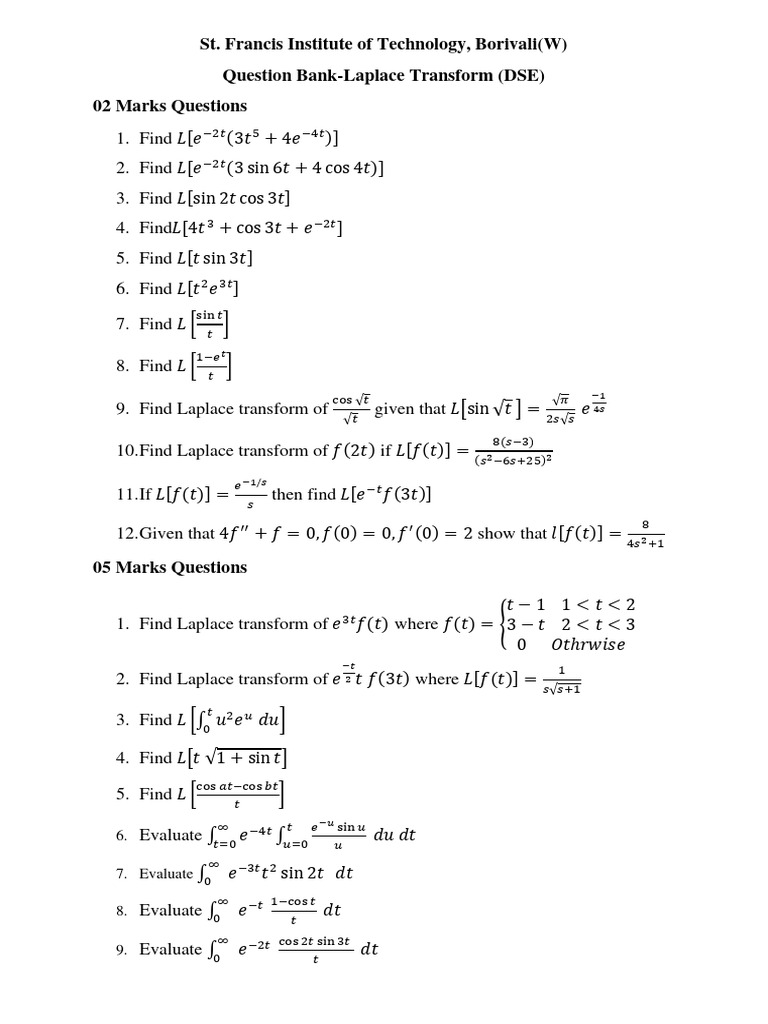 Laplace QB - DSE | PDF | Functional Analysis | Fourier Analysis