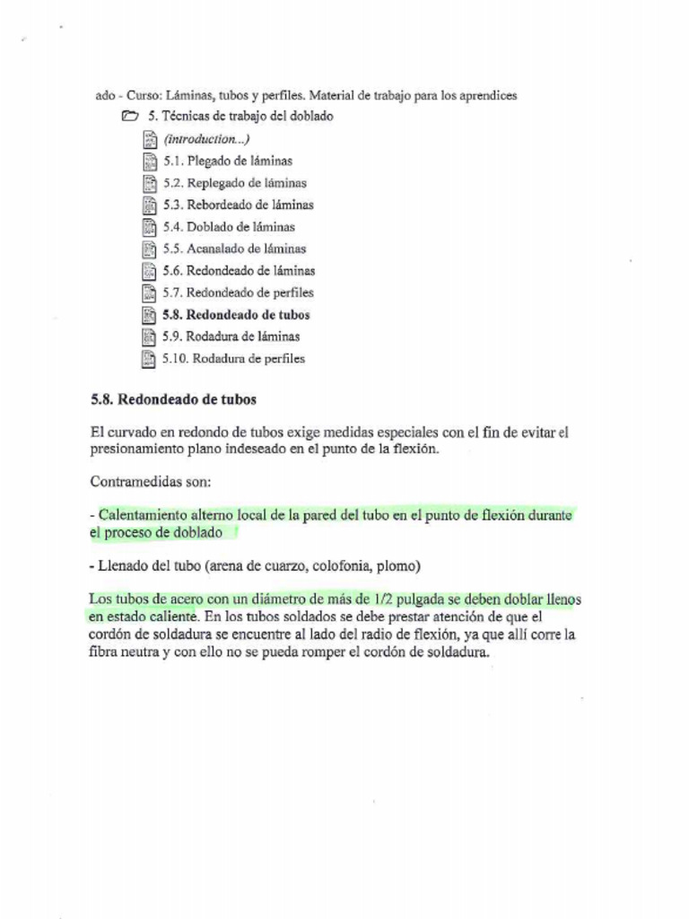 Tecnica de Doblez de Tubos | PDF