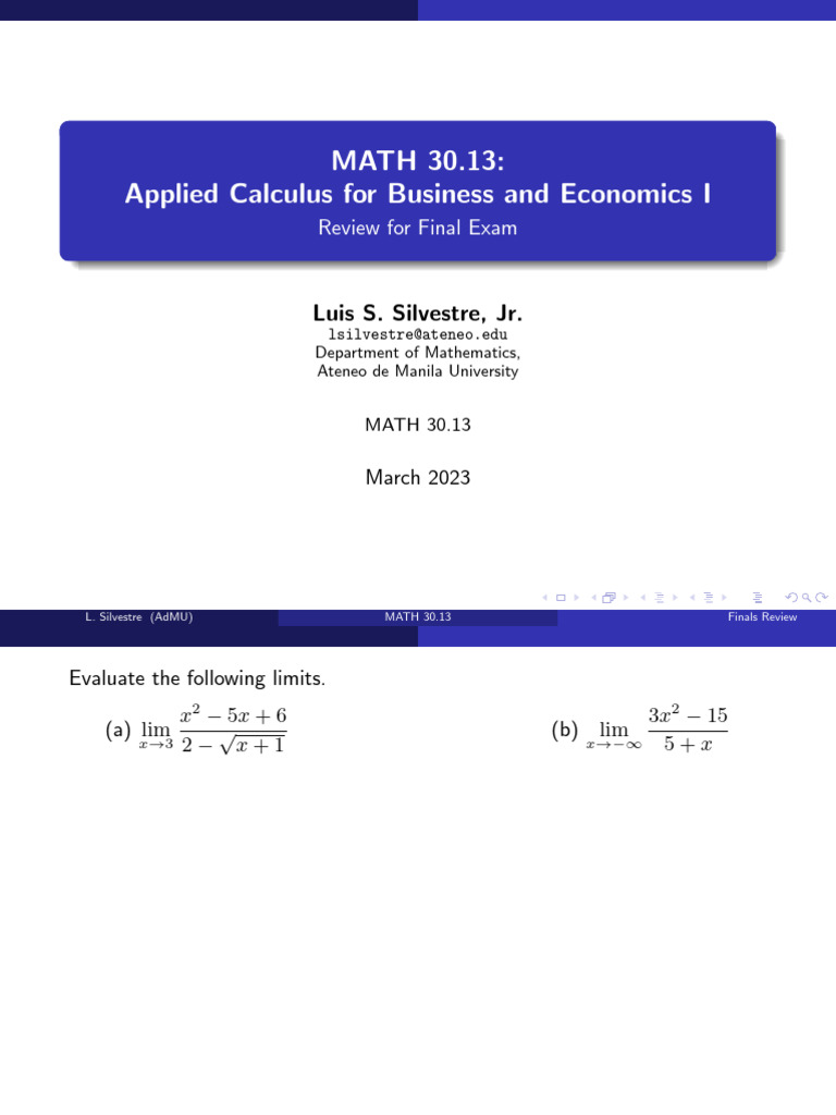 MATH30 13-FinalsReview | PDF | Mathematics | Length