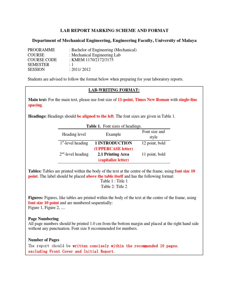 Lab Report Marking Scheme KMEM2172 | PDF | Physics | Applied And Interdisciplinary Physics
