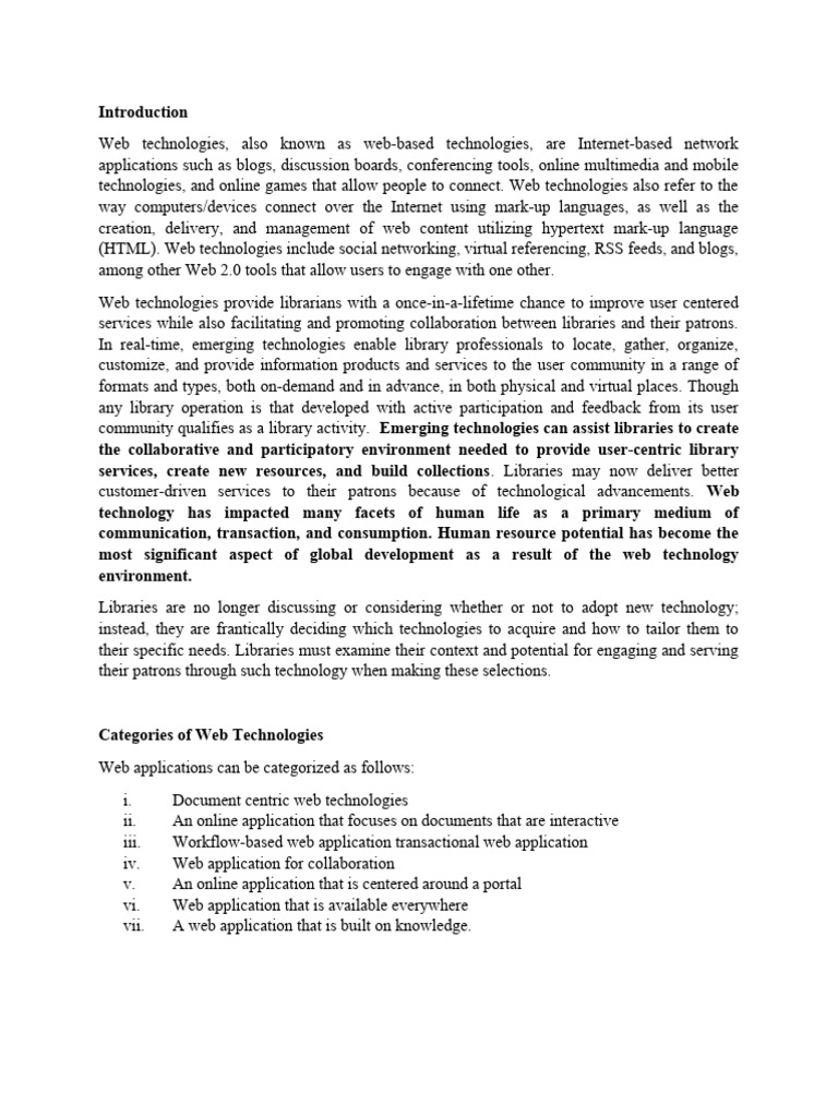 Lis 422 Web Technologies | PDF