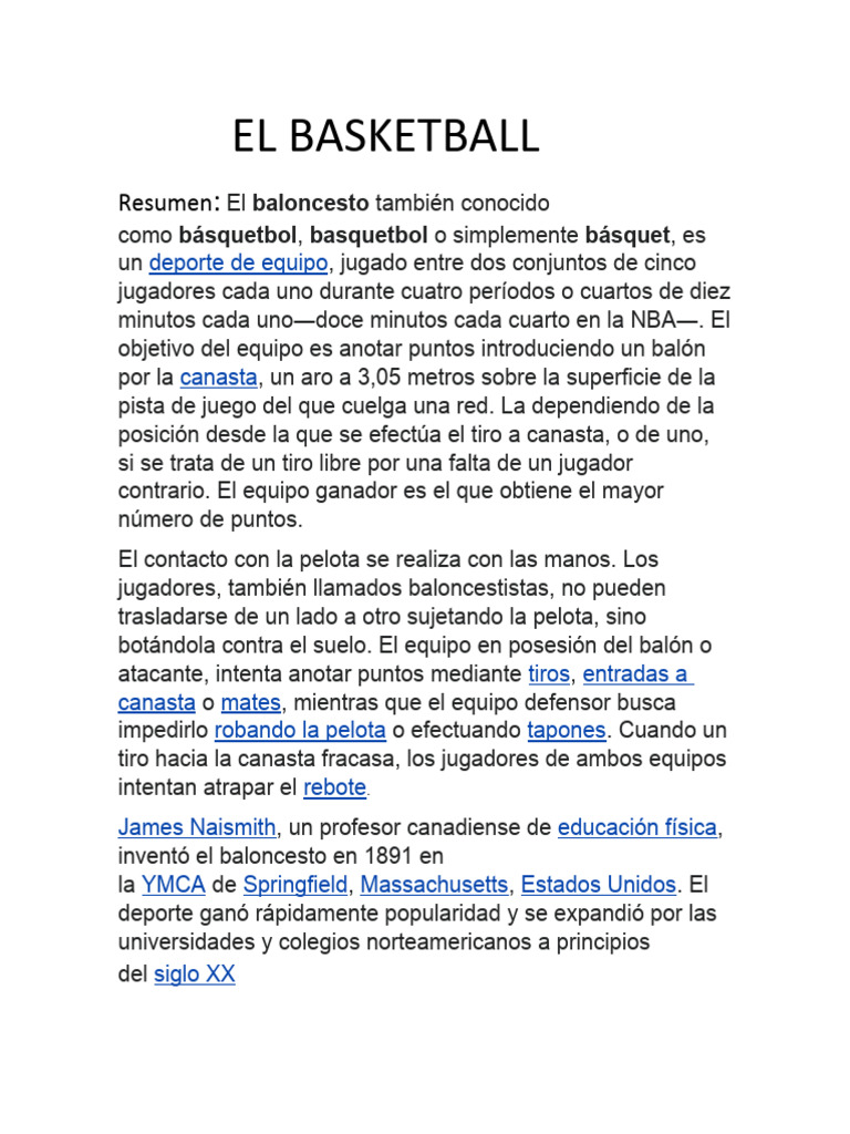 El Basketball | PDF | Deportes | Juegos de pelota
