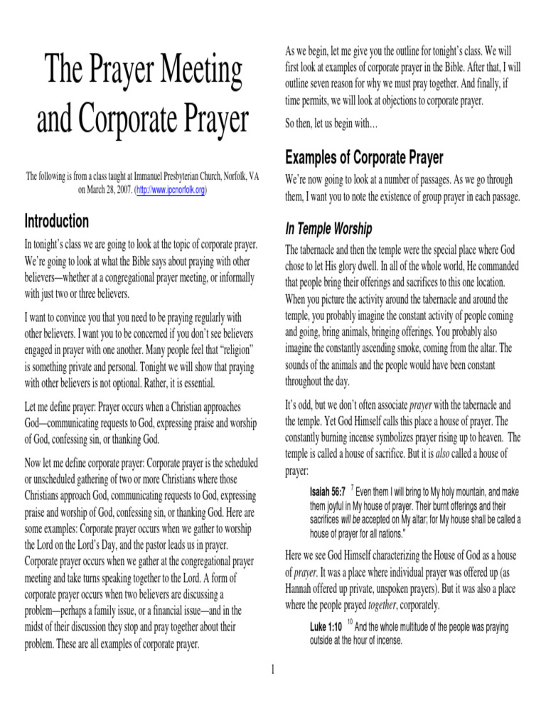 2007-03 Corporate Prayer-Handout | PDF | Prayer | Jesus