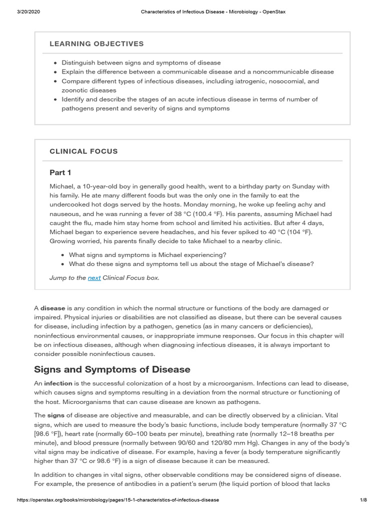 Characteristics of Infectious Disease | PDF