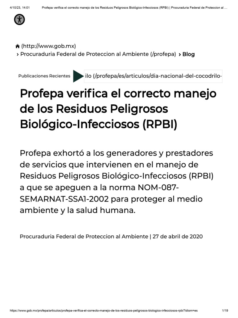 Profepa verifica el correcto manejo de los Residuos Peligrosos Biológico-Infecciosos (RPBI ...