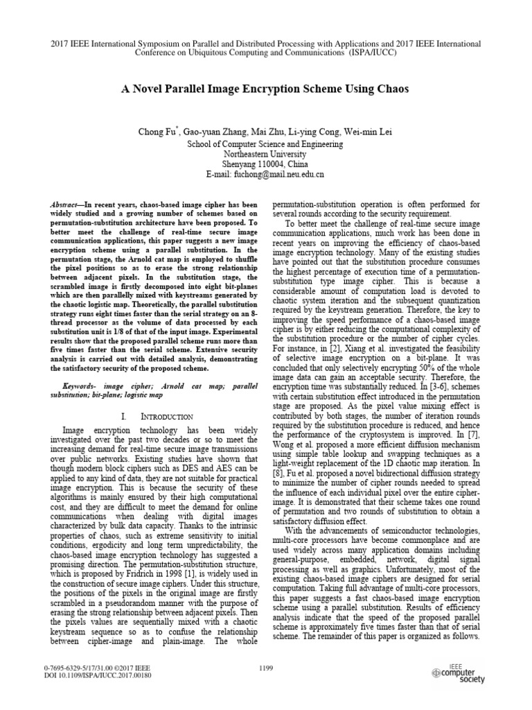 A Novel Parallel Image Encryption Scheme Using Chaos Pdf Cryptography Encryption
