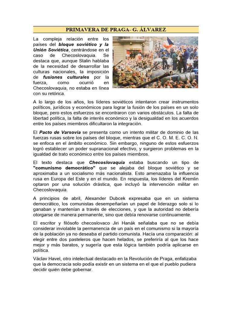 Primavera de Praga. | PDF | Checoslovaquia | Comunismo