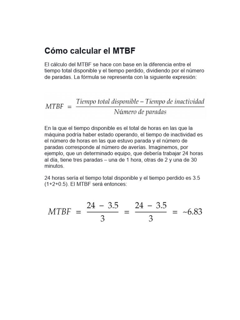 Cálculo del MTBF: Guía y Fórmula | PDF | Tecnología