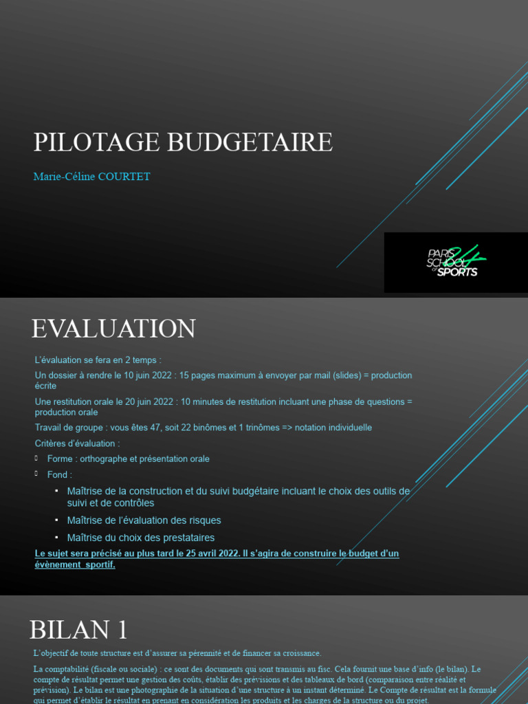 2022 Pilotage Budgétaire Séance 5 | PDF | Budget | Bilan comptable