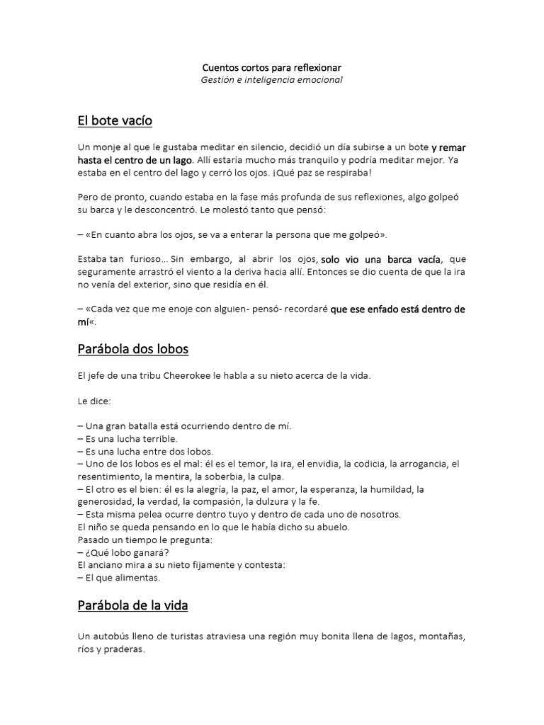 Cuentos Cortos Para Reflexionar Pdf