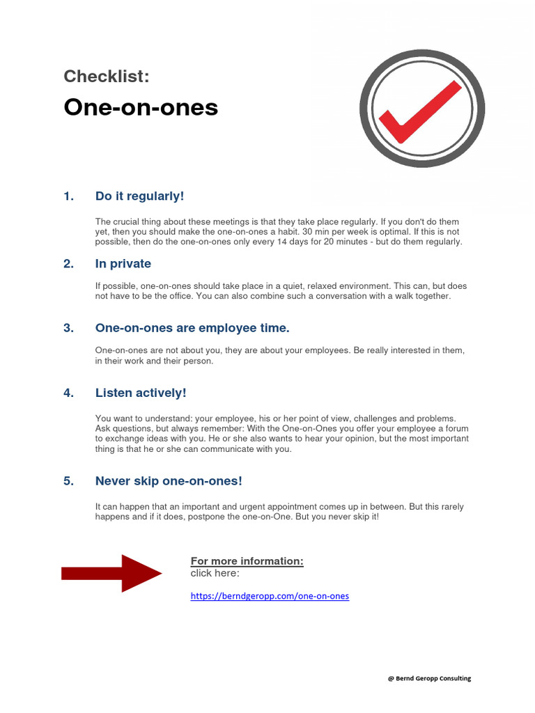 One-on-One Meeting Essentials | PDF | Career & Growth