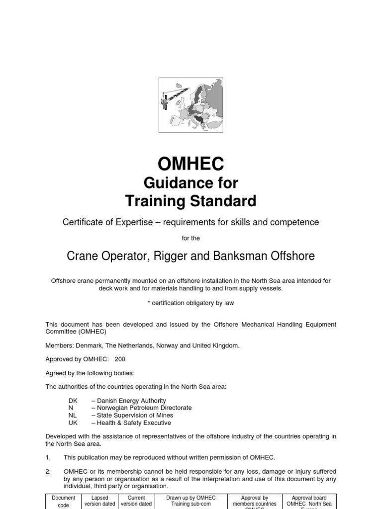 OMHEC Guidance For Training Standard | PDF | Crane (Machine) | Safety