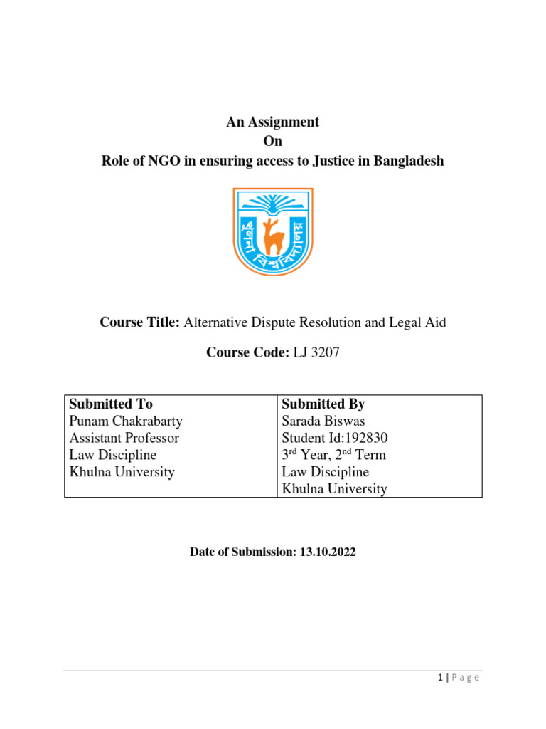 Role of NGO in Ensuring Access To Justice in Bangladesh | PDF | Legal ...