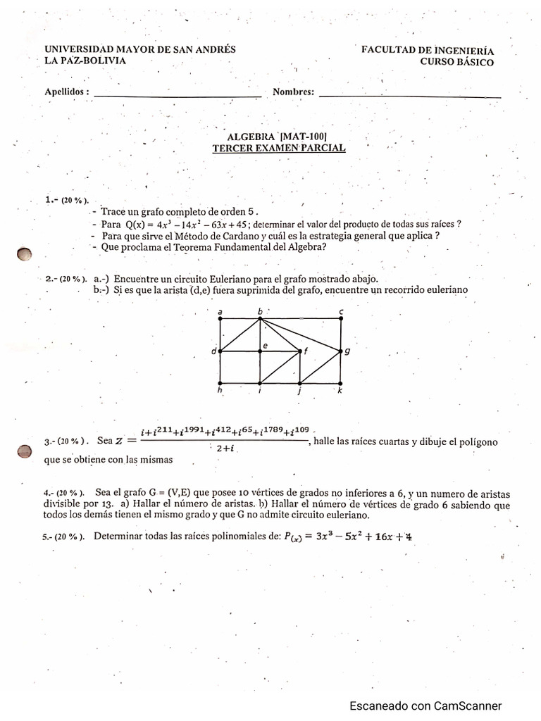 3ros Parciales Mat-100 | PDF