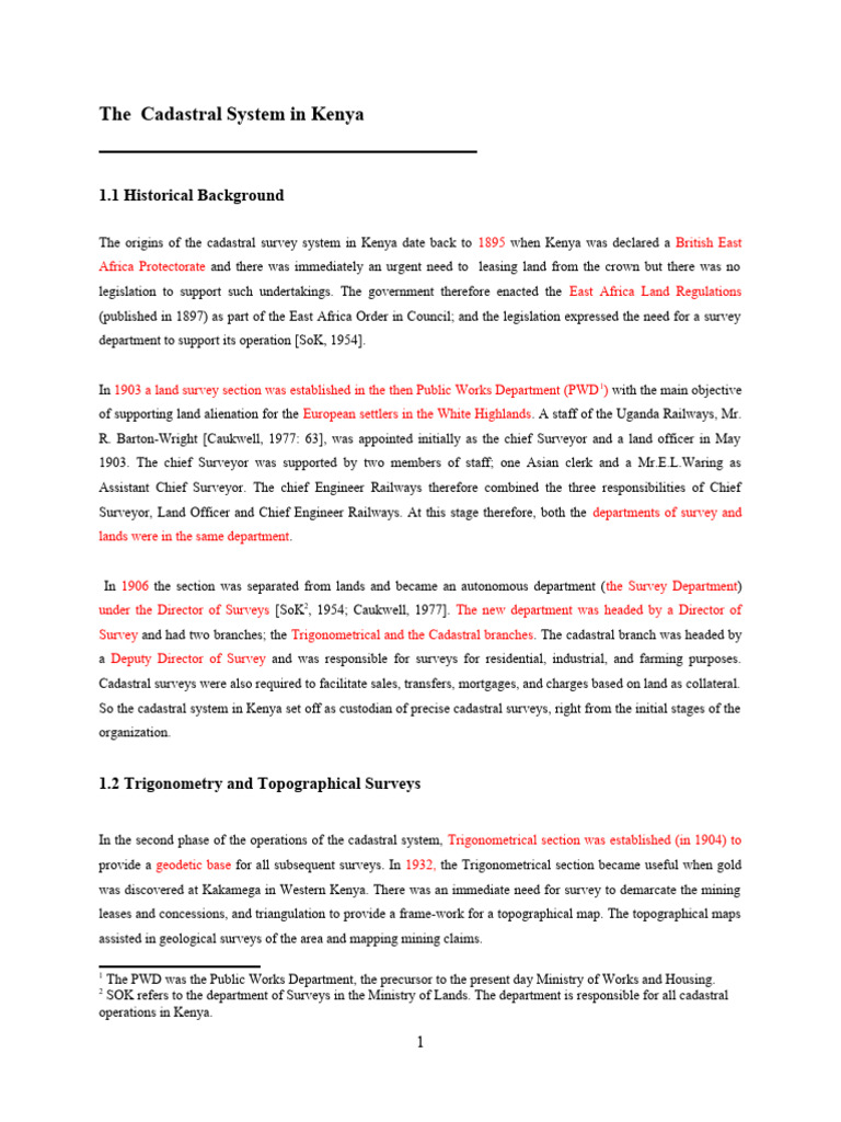 The Cadastral System in Kenya | PDF | Surveying | Property Law
