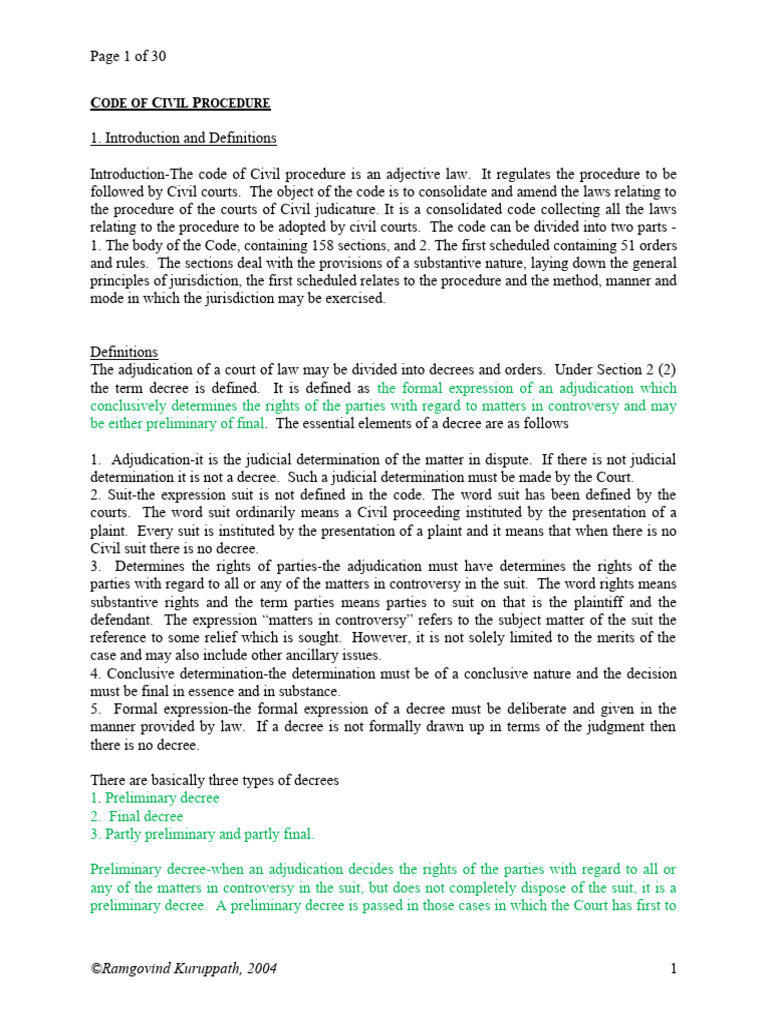 CPC-Summary of Takwani - NI | PDF | Lawsuit | Res Judicata