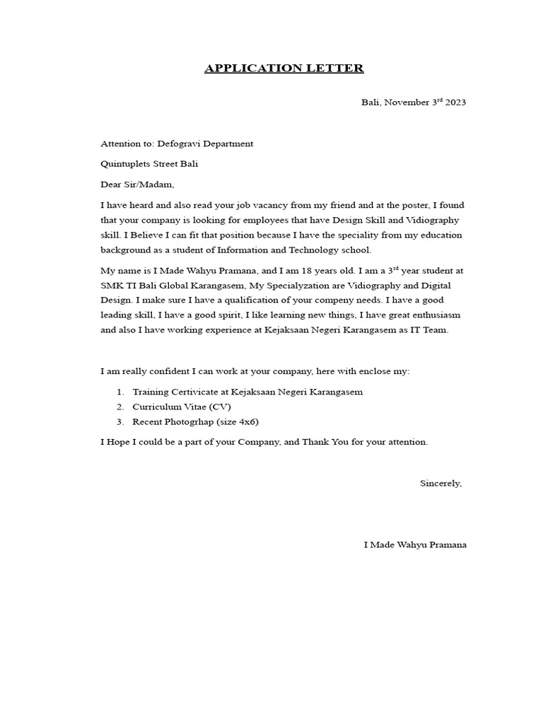 Application Letter | PDF