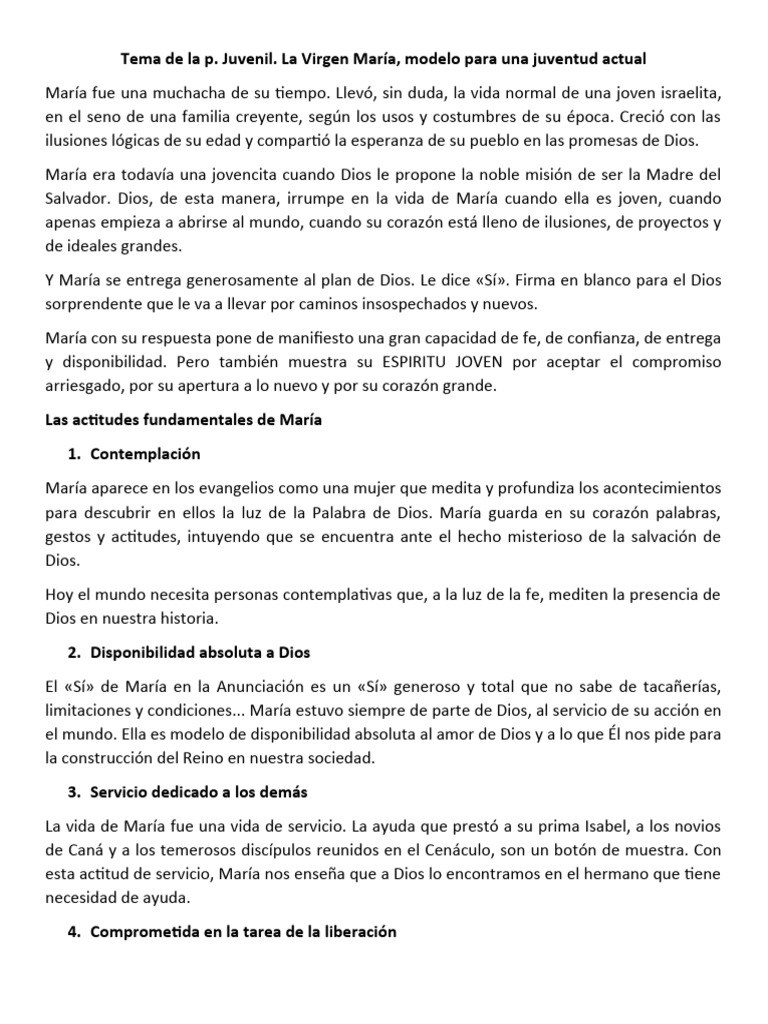 María: Modelo de Juventud Cristiana | PDF | María, madre de Jesús | Dios