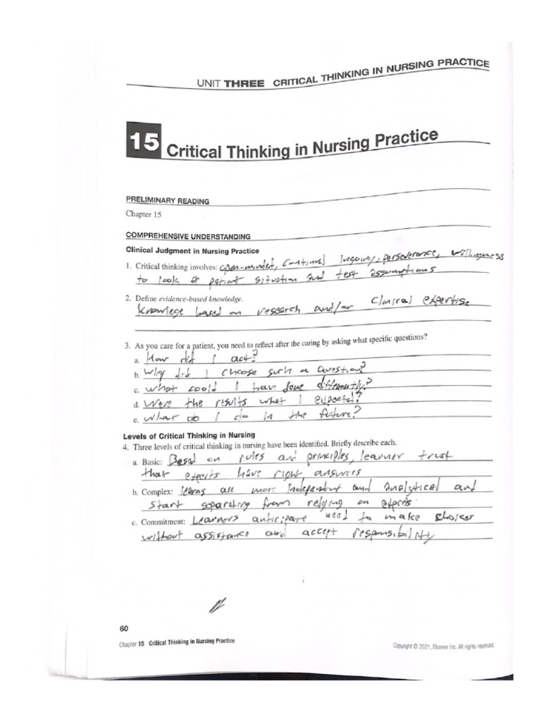 Critical Thinking in Nursing | PDF