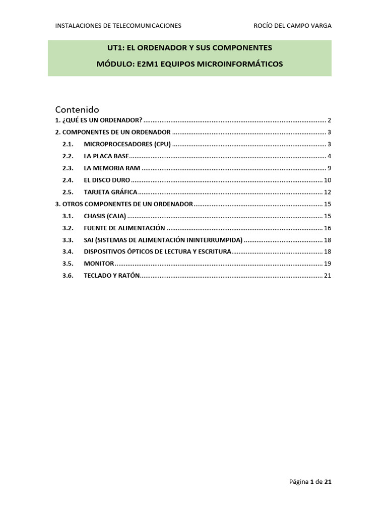 Teoria Ut1 - Infraestructura Comunes de Telecomunicaciones | PDF | Disco duro | Hardware de la ...