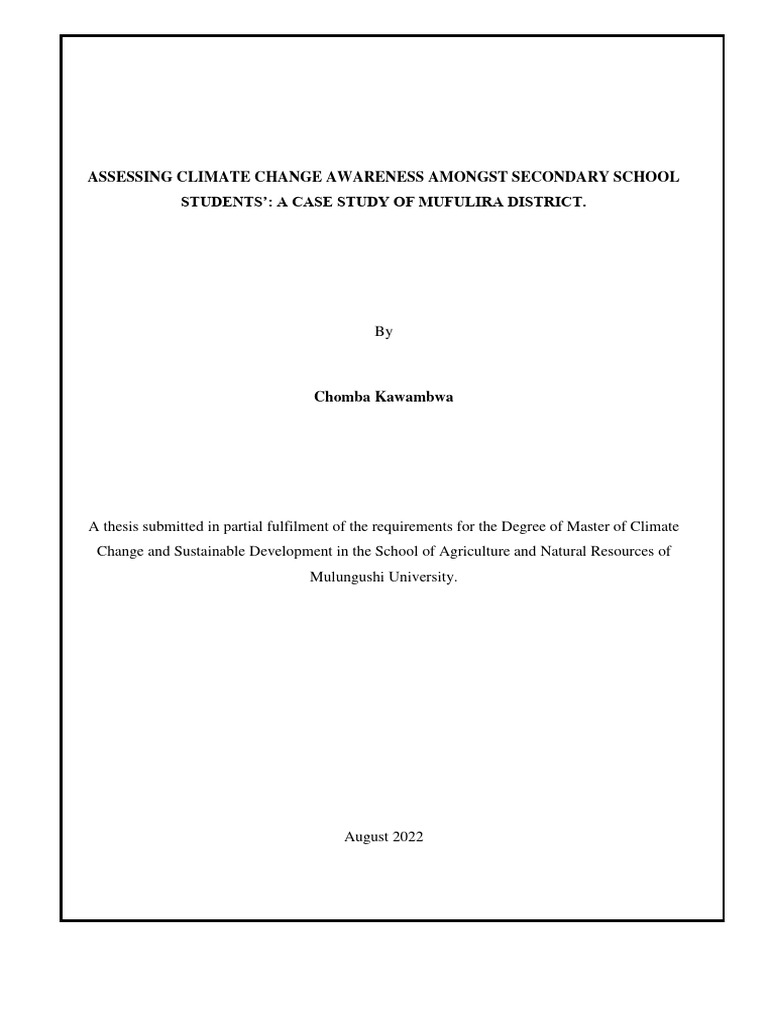 Assessing Climate Change Awareness Among | PDF | Intention | Natural ...