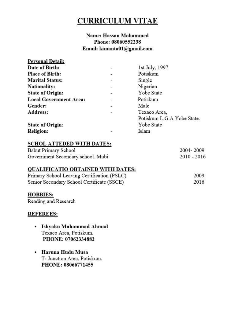 Aisha Adamu Bello CV | PDF