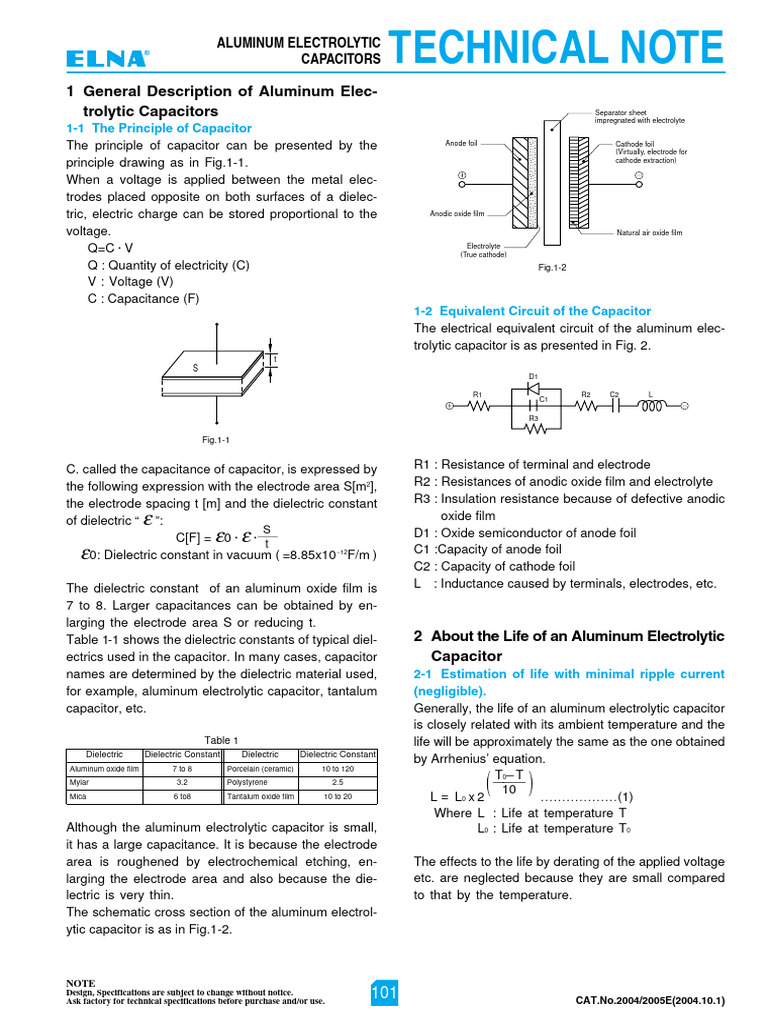 Life ELNA Technical Note | PDF | Capacitor | Anode