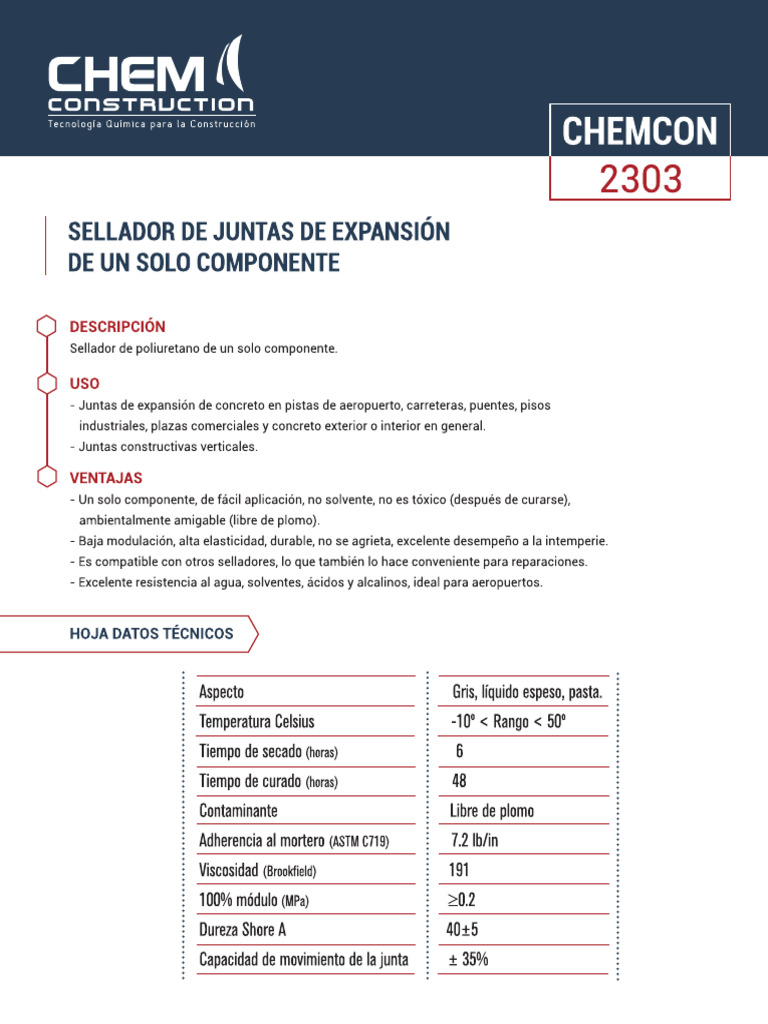 Brficha Tecnica Chemcon 2303 | PDF