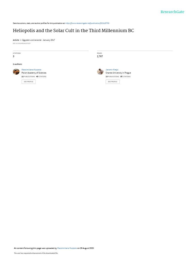 Heliopolis and The Solar Cult in The Year - 3000 | PDF