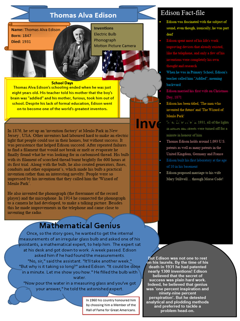 Thomas Edison For Children | PDF | Thomas Edison | Intellectual Works