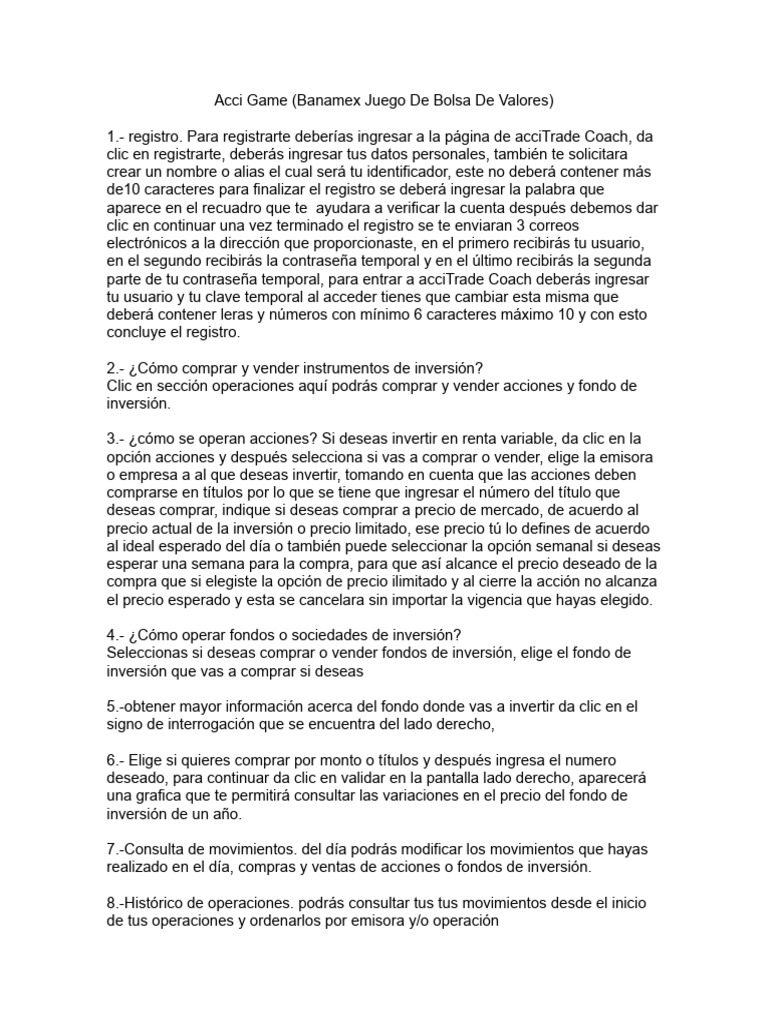 Acci Game | Descargar gratis PDF | Fondo de inversión | Bolsa