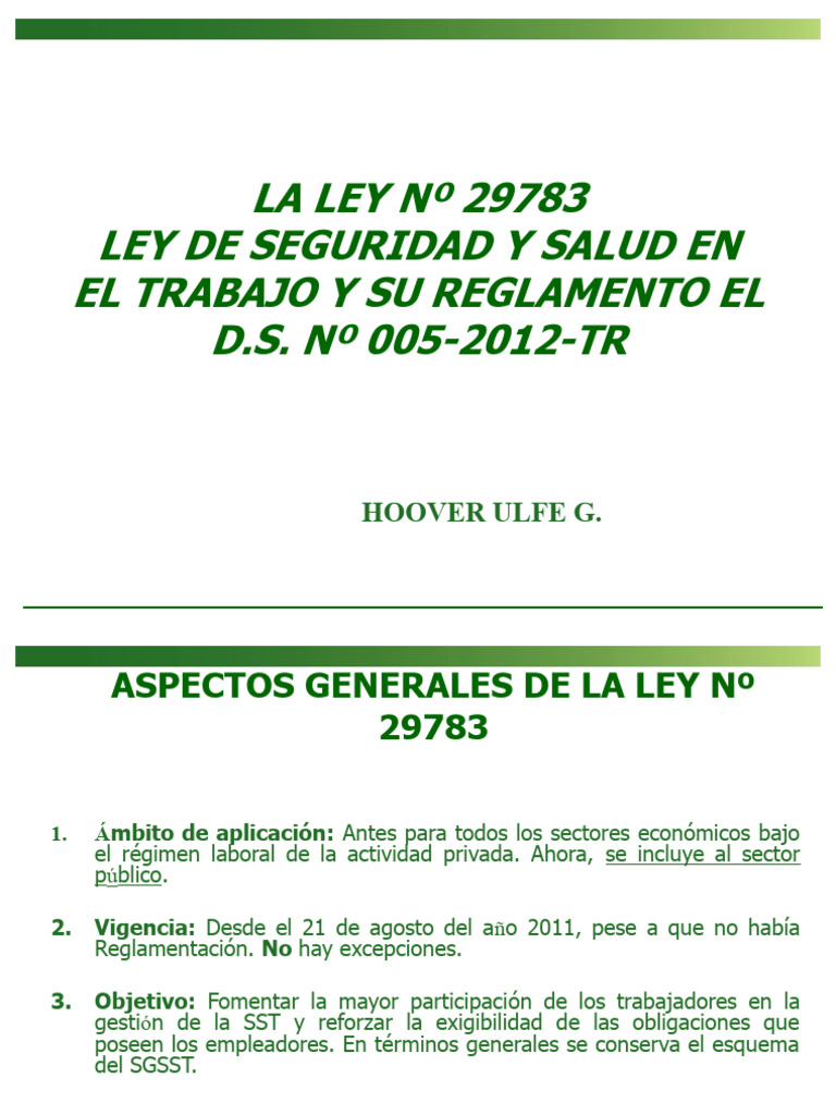 SST Ley 29783 | PDF | Riesgo | Derecho laboral