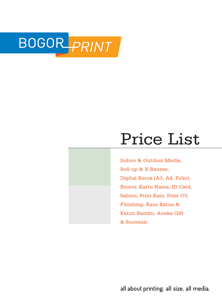 Pricelist Bogor Print 2020 | PDF | Polyvinyl Chloride | Amorphous Solid