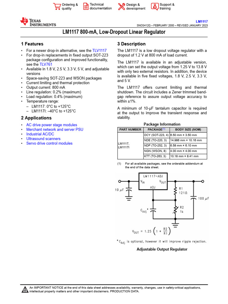 LM 1117 | PDF | Electrical Engineering | Electricity