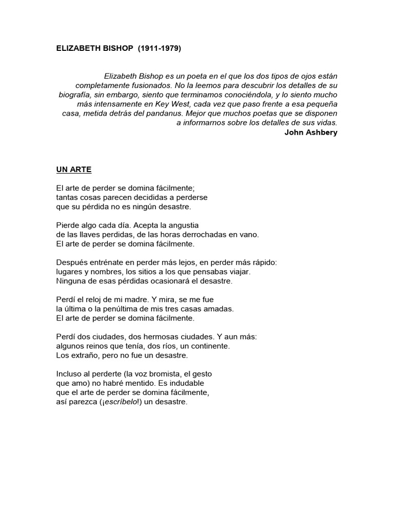 Selección de Poemas Elizabeth Bishop | PDF